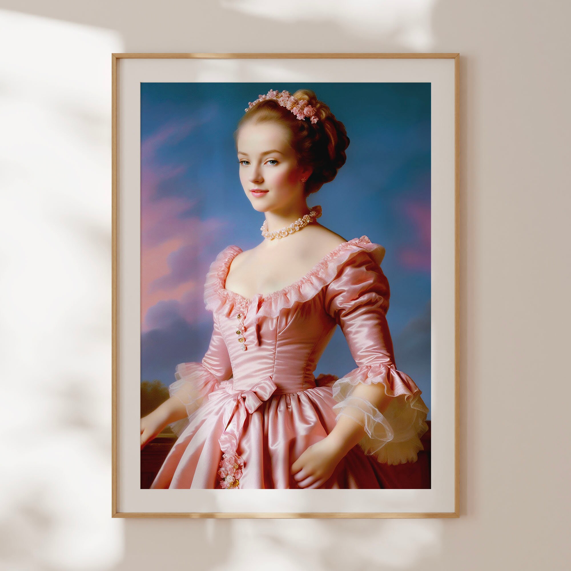 Pink Coquette Room Decor Art Print, Beautiful Portrait of Woman in ...