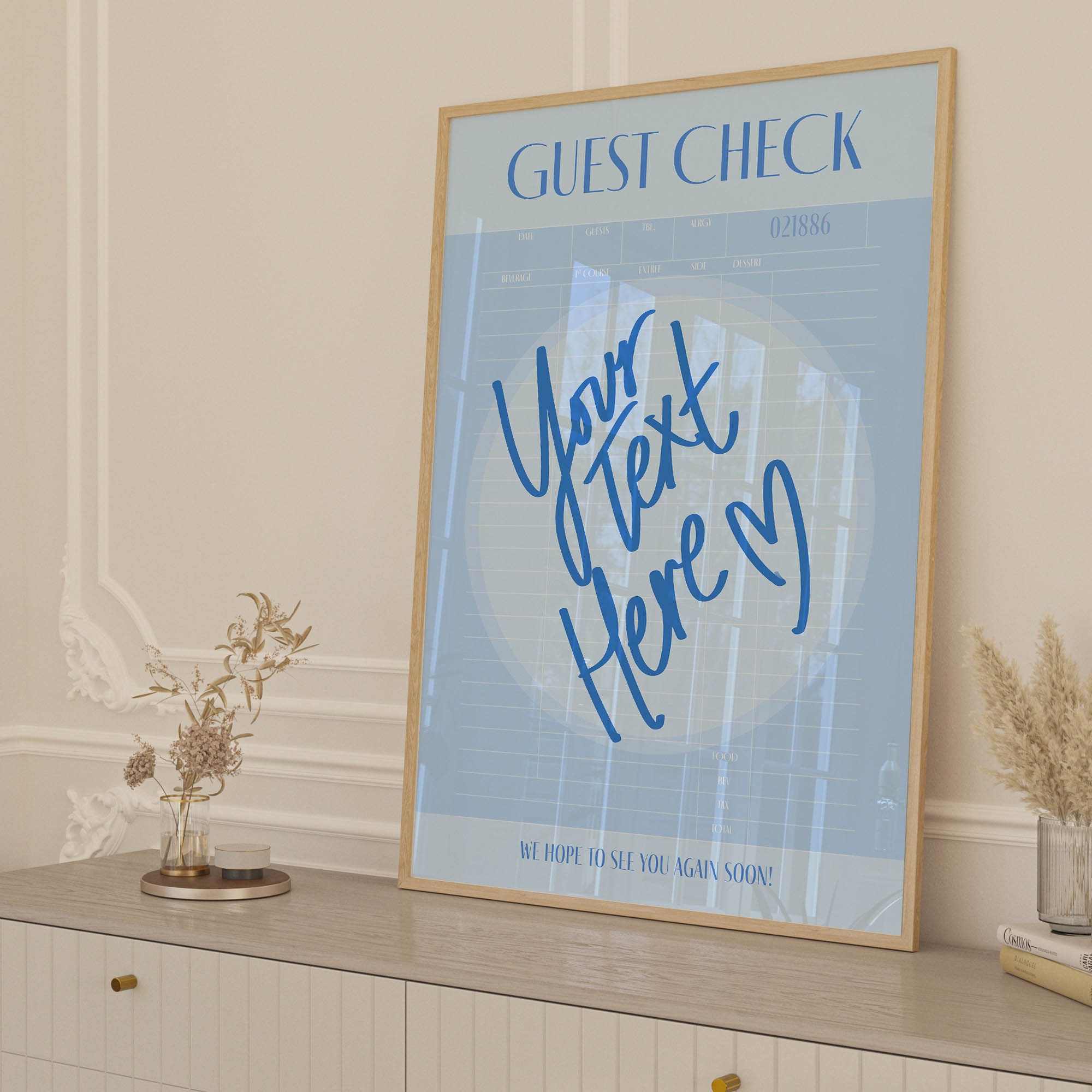 Retro Custom Guest Check Print in Pink, Green, or Blue choose Any Color ...