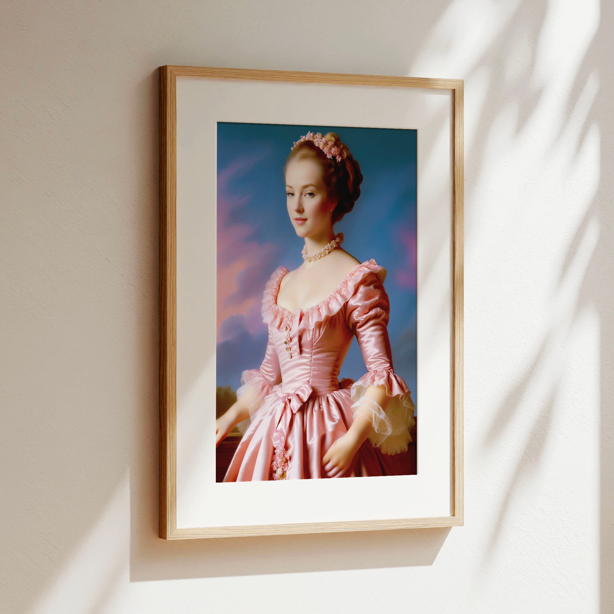 Pink Coquette Room Decor Art Print, Beautiful Portrait of Woman in ...