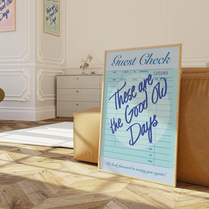 Cute Guest Check Print Download: "these Are the Good Old Days" Guest ...