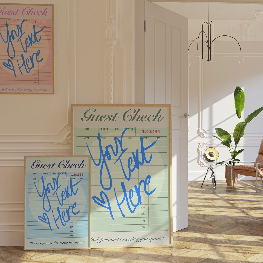 Classic Custom Guest Check Print, Your Text in Handwritten Letters on ...