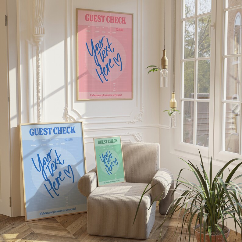 Custom Guest Check Print Art, We'll Add Your Text in a Handwritten Font ...