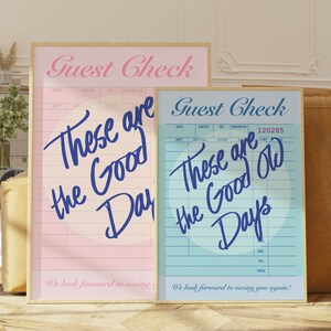 Cute Guest Check Print Download: "these Are the Good Old Days" Guest ...