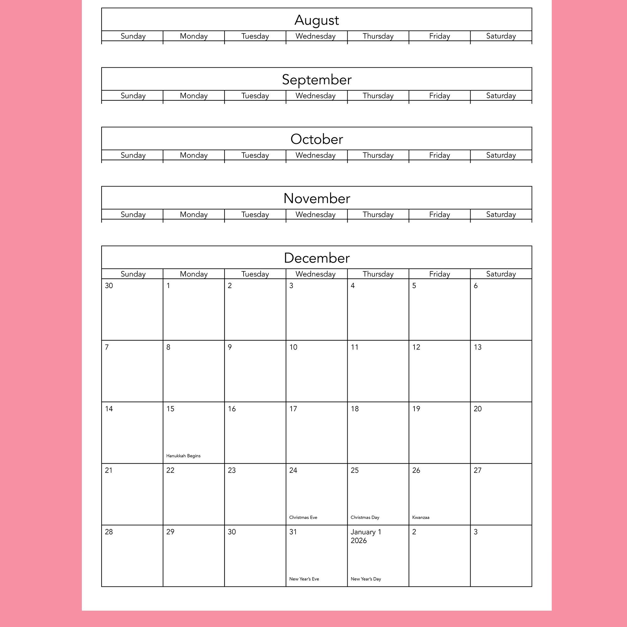 2025 Calendar Grid, DIGITAL Art Template for Printify Calendars With ...
