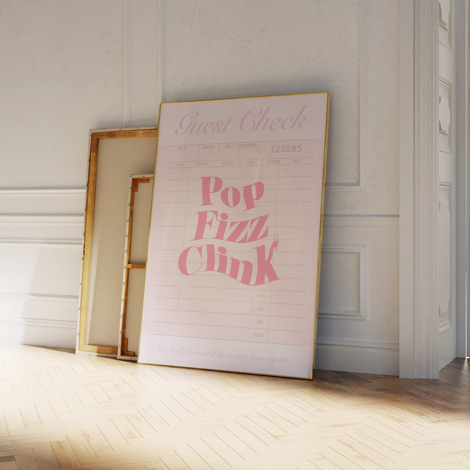 Guest Check Poster Print, "pop Fizz Clink" Wall Art With Champagne ...