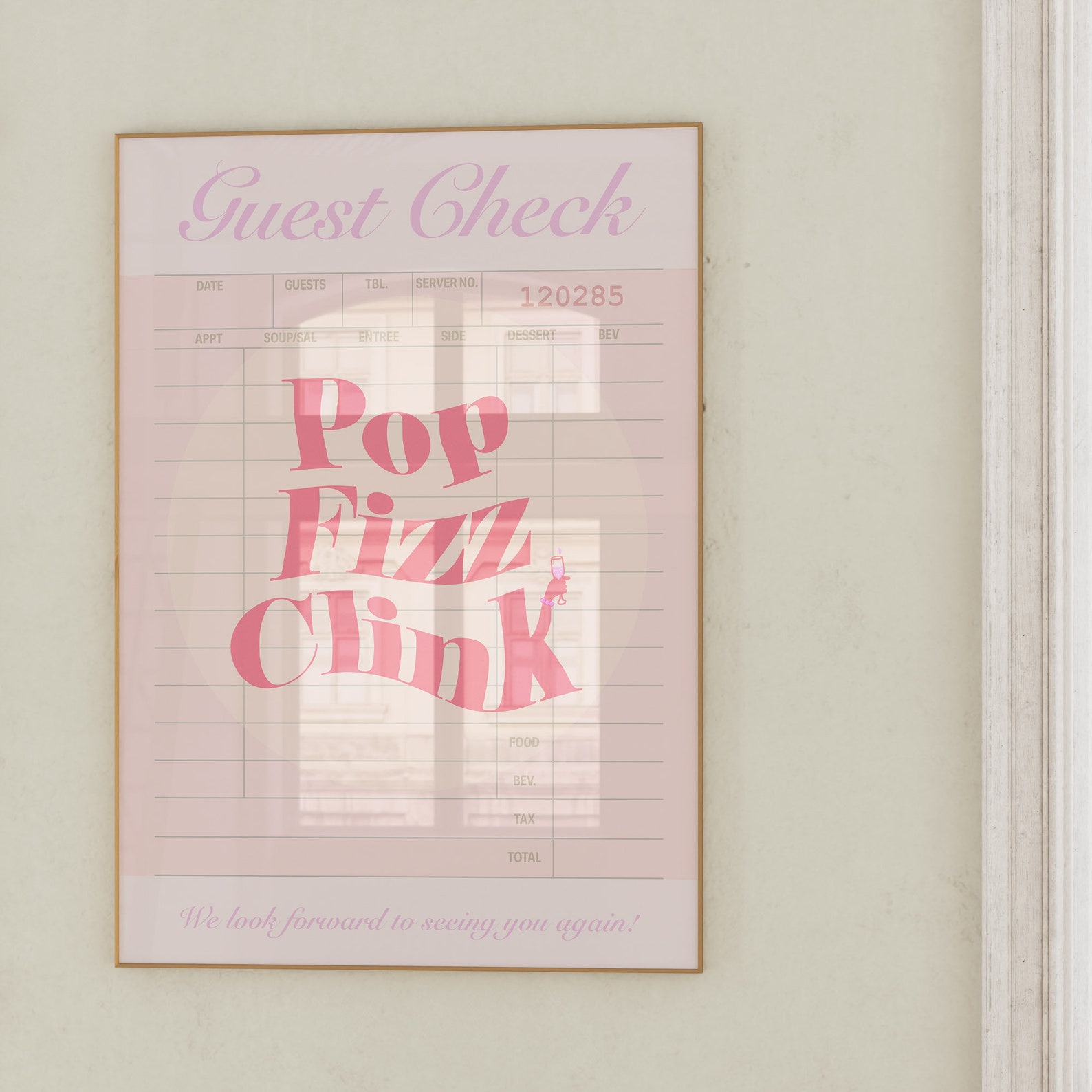 Guest Check Poster Print, "pop Fizz Clink" Wall Art With Champagne ...