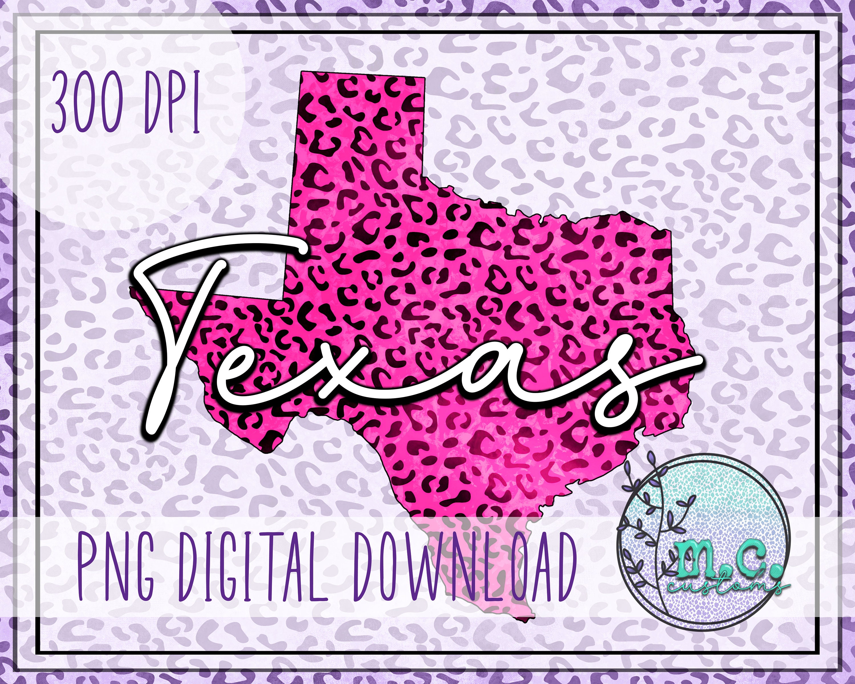 Texas State PNG, Texas PNG, Pink Leopard Print, Direct to Film, Custom ...