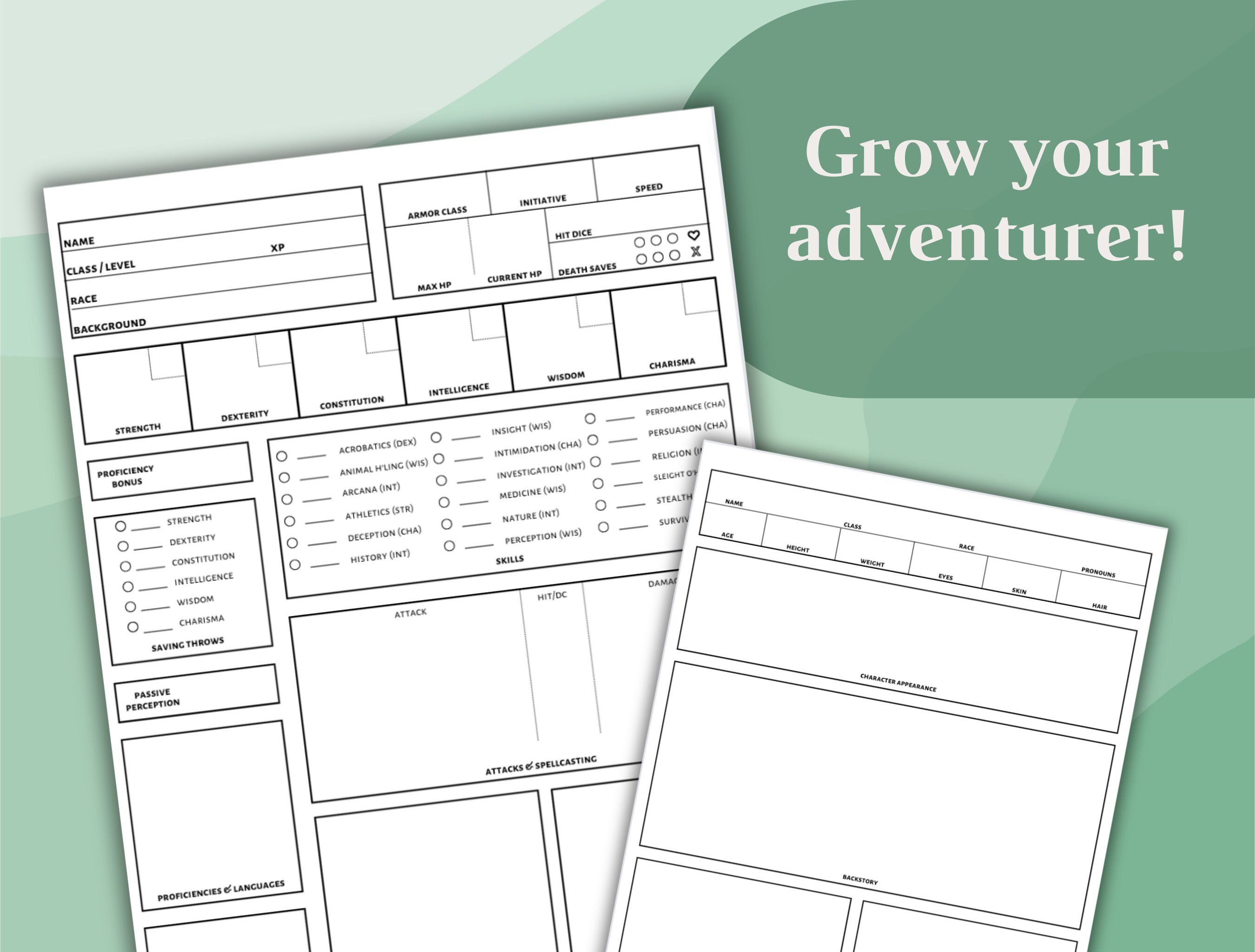 Basic Dungeons and Dragons Character Sheet Basic Character - Etsy Australia