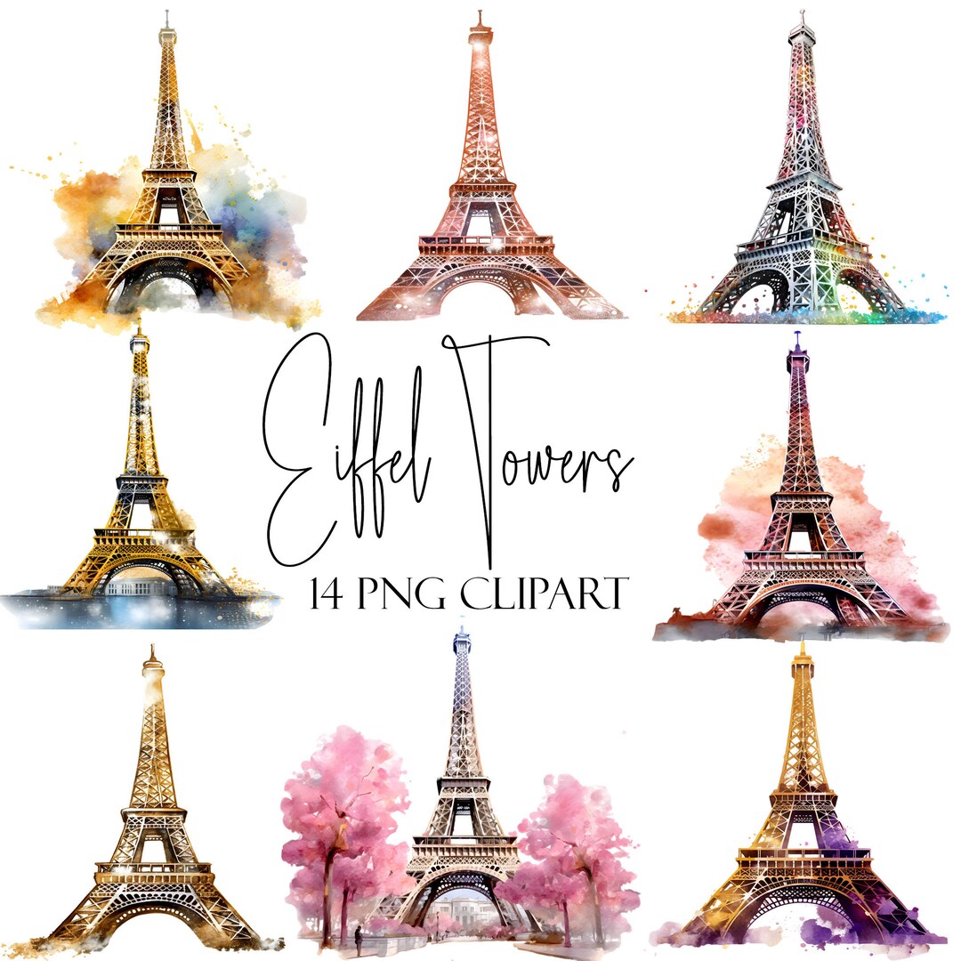 Eiffel Tower Clipart, Paris Elements, PNG Format, Commercial Use, POD ...