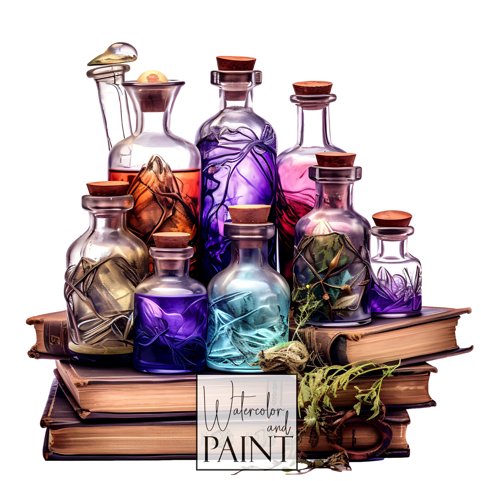 Witch's Potion Clipart, Watercolor Halloween Elements, PNG Format ...