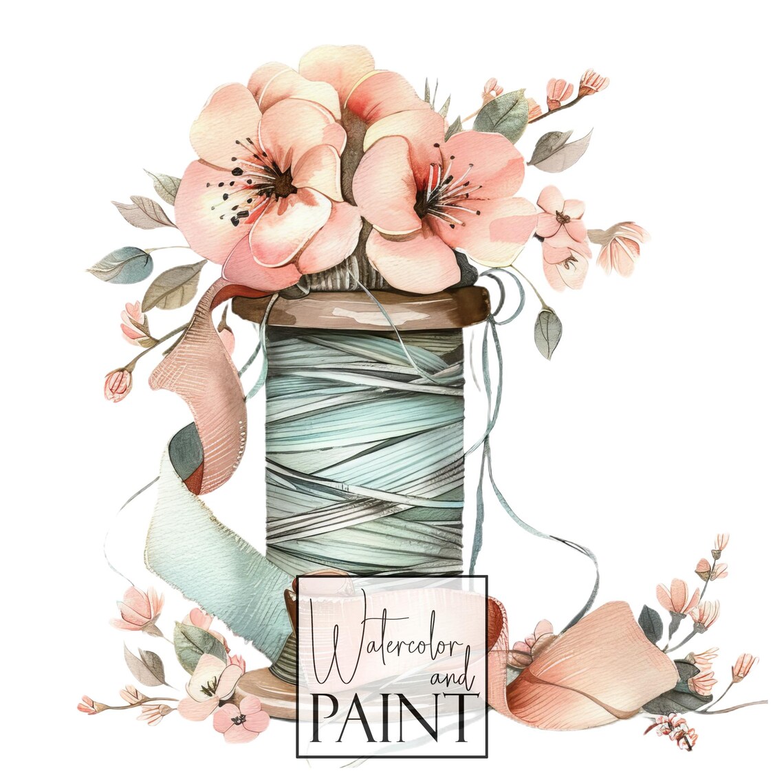Watercolor Spool of Thread Clipart: Sewing Graphics, 8 Pngs (digital ...
