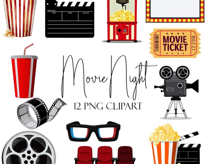 Movie Night Clipart - Movie Clip Art Cinema Retro Clipart Vintage ...