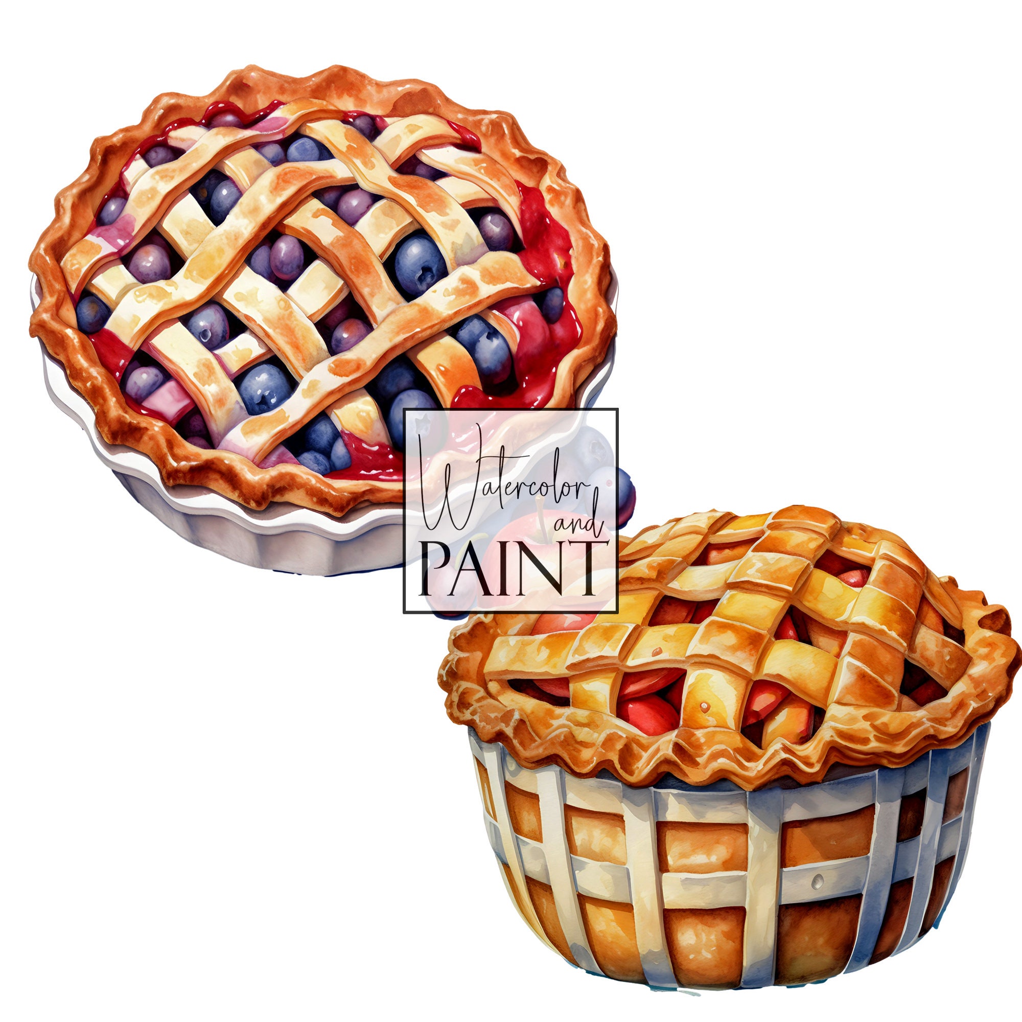 Pie Clipart, Thanksgiving Elements, Watercolor Graphics, Instant ...