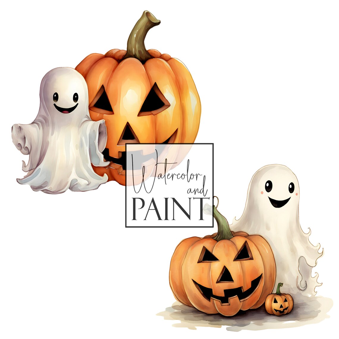 Ghost Pumpkin Clipart, Halloween Pumpkins, PNG Format, Instant Download ...