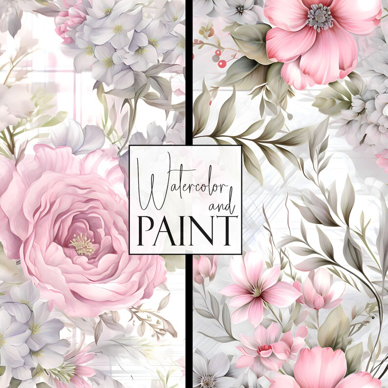 Pink Tartan Flowers, Seamless Patterns, 12 Jpgs, Instant Download ...