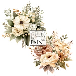 Boho Flower Clipart, Watercolor Fall Floral, PNG Format, Instant ...