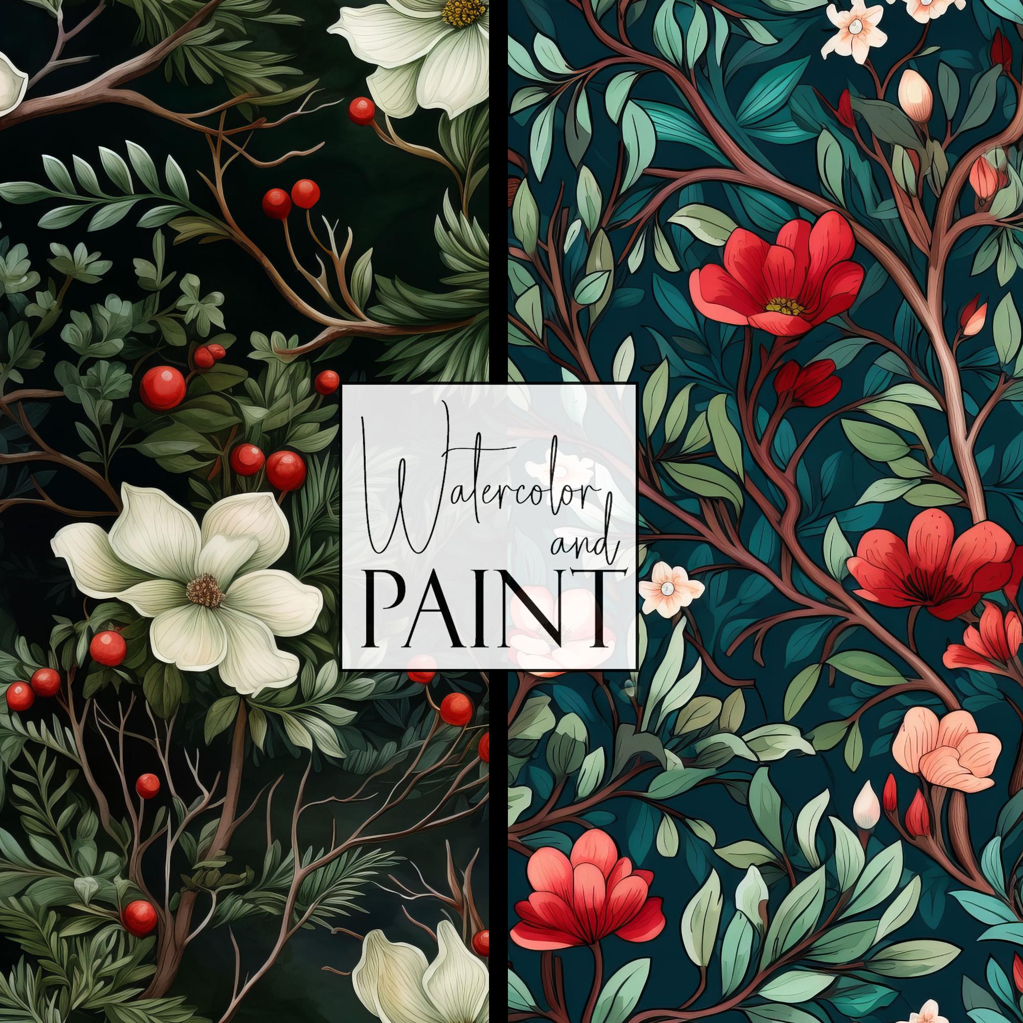 Enchanted Floral Vines, Seamless Patterns, Digital Pattern Set, 12 Jpgs ...