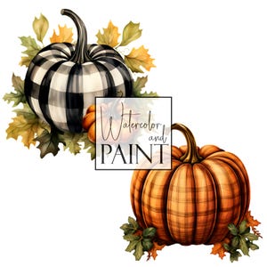 Plaid Pumpkin, Fall Clipart, Autumn Graphics, Instant Download ...