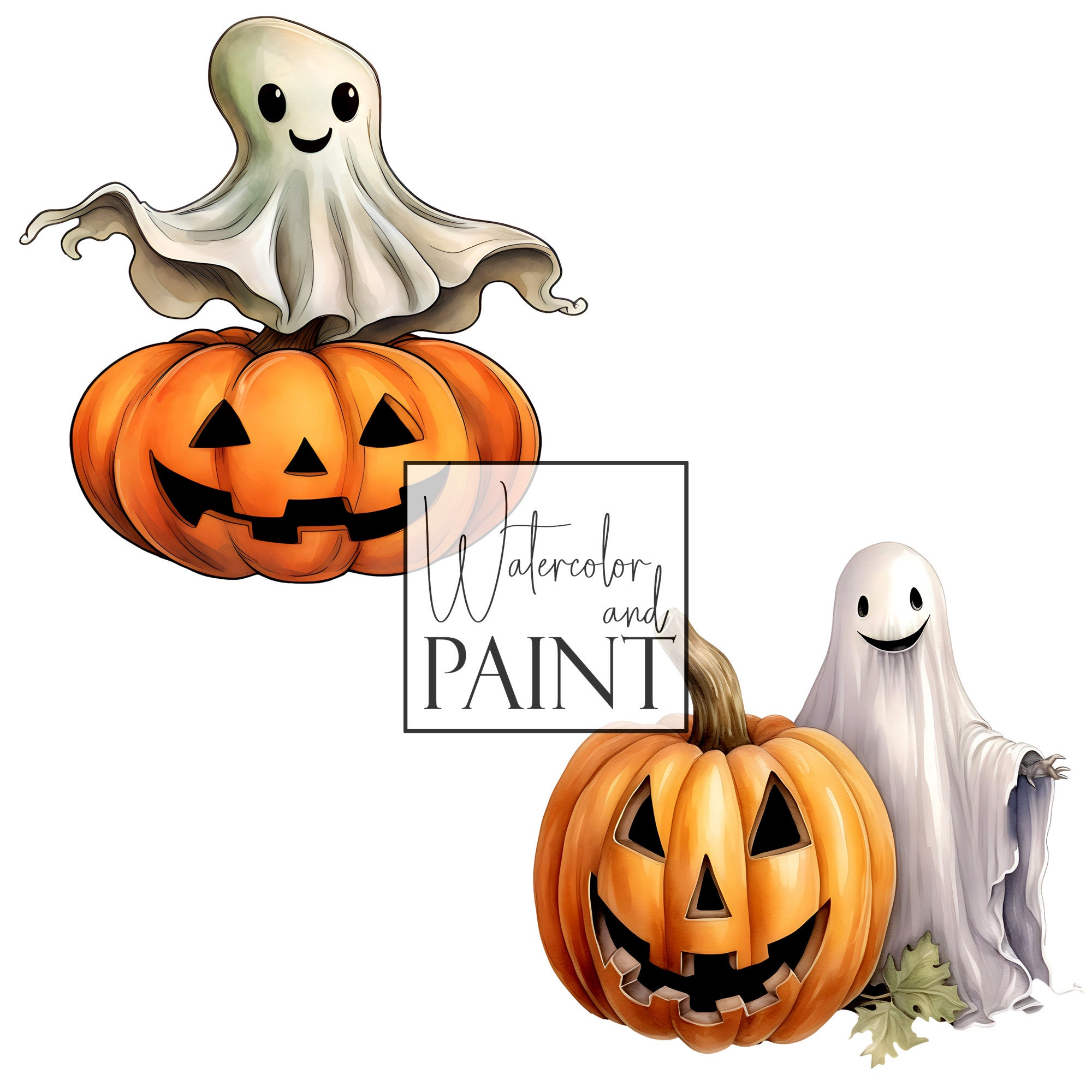 Ghost Pumpkin Clipart, Halloween Pumpkins, PNG Format, Instant Download ...