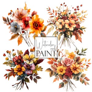 Lush Fall Flowers, Autumn Clipart, 36 Pngs, Instant Download ...