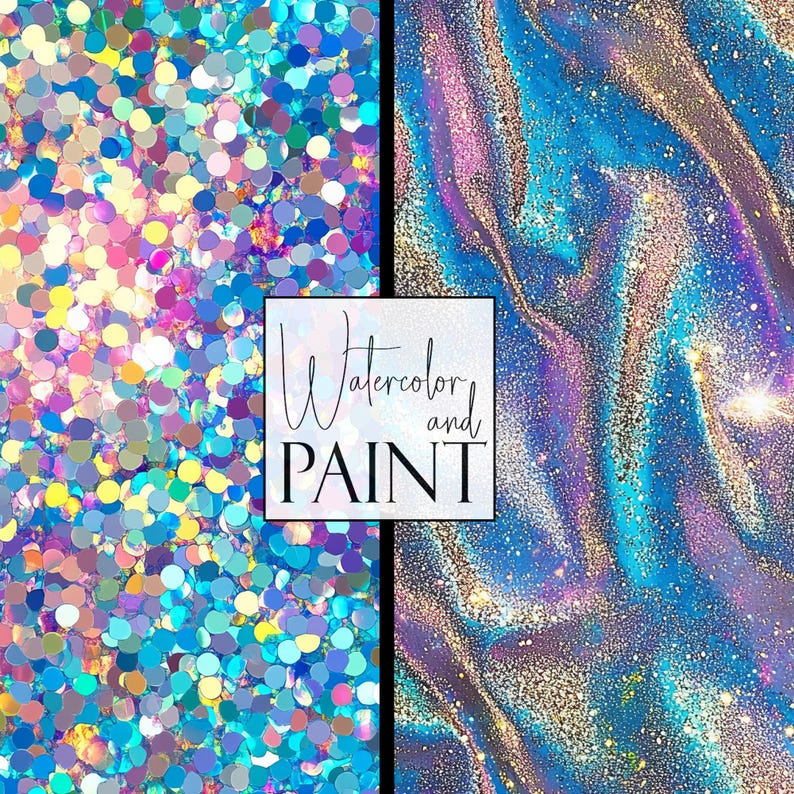 Holographic Sparkle, Seamless Patterns, Glam Digital Papers, 12 Jpgs ...