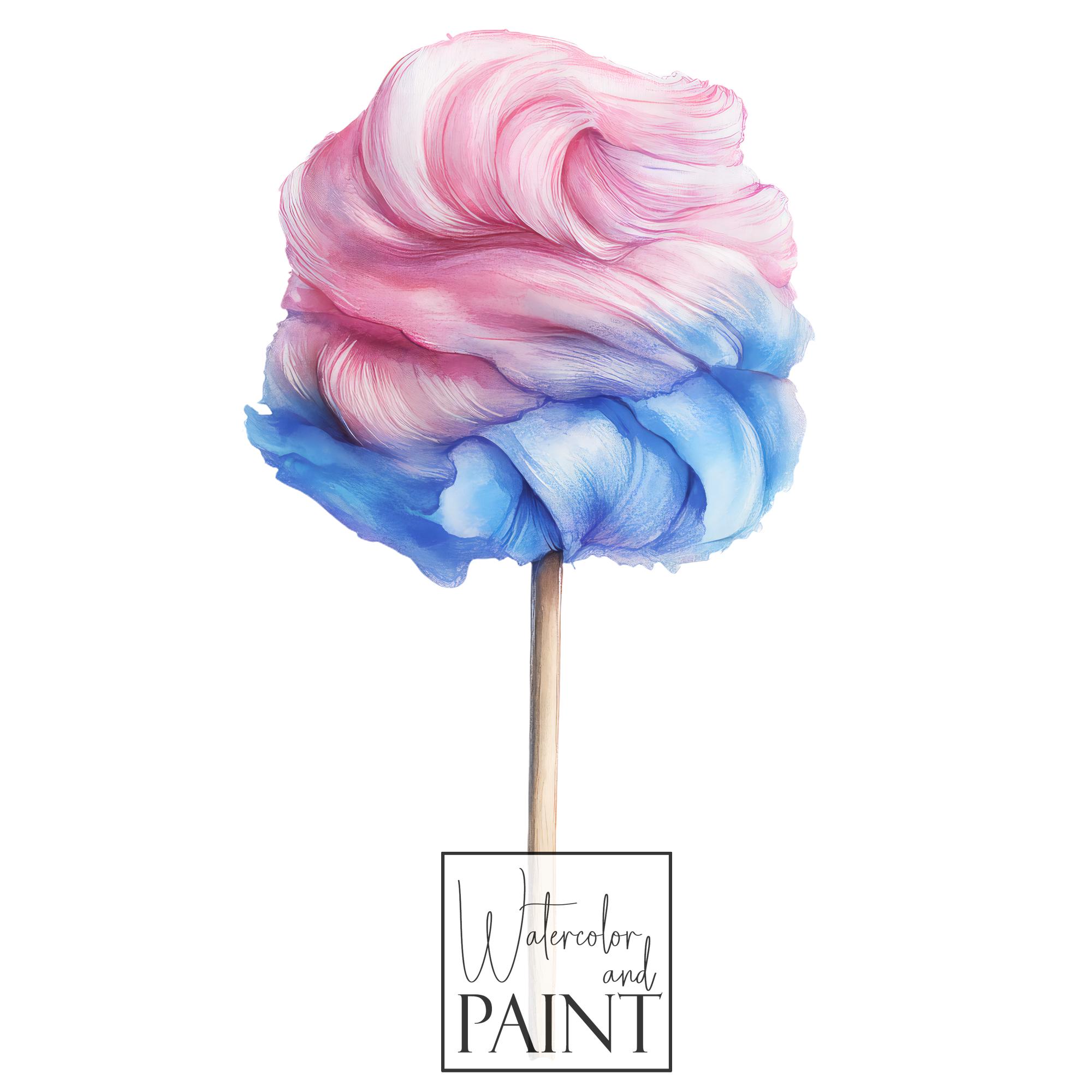 Cotton Candy, Watercolor Clipart, 8 Pngs, Instant Download, Commercial ...