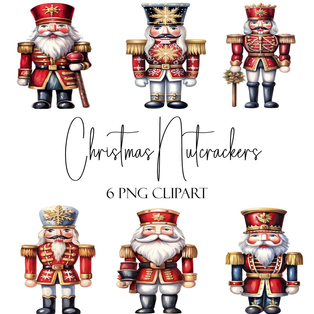 Christmas Nutcrackers, Watercolor Clipart, PNG Format, Instant Download ...