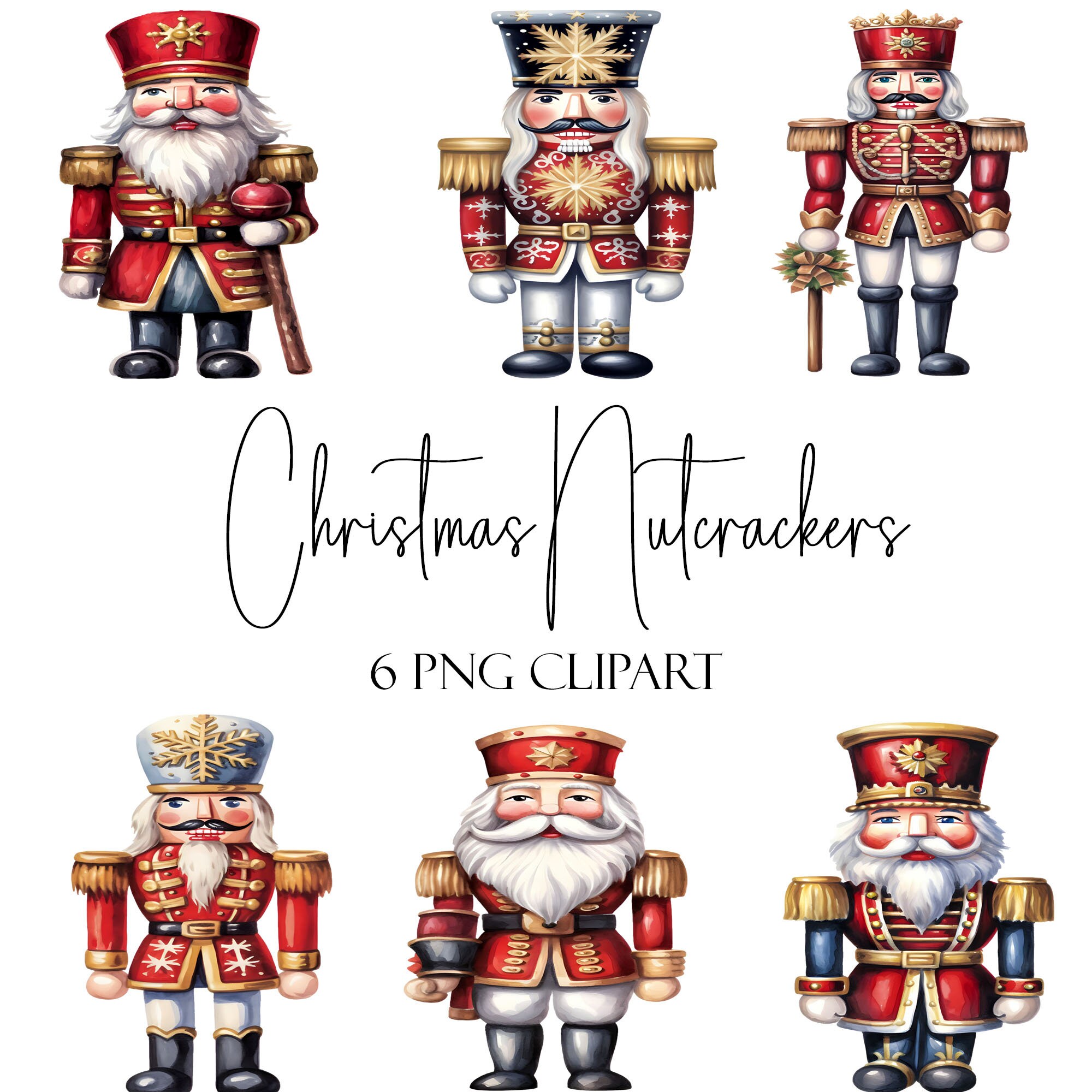 Christmas Nutcrackers Watercolor Clipart PNG Format Instant - Etsy