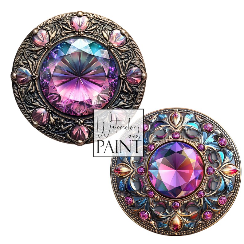 Jeweled Button Clipart, Gem Elements, 14 Pngs, Instant Download ...