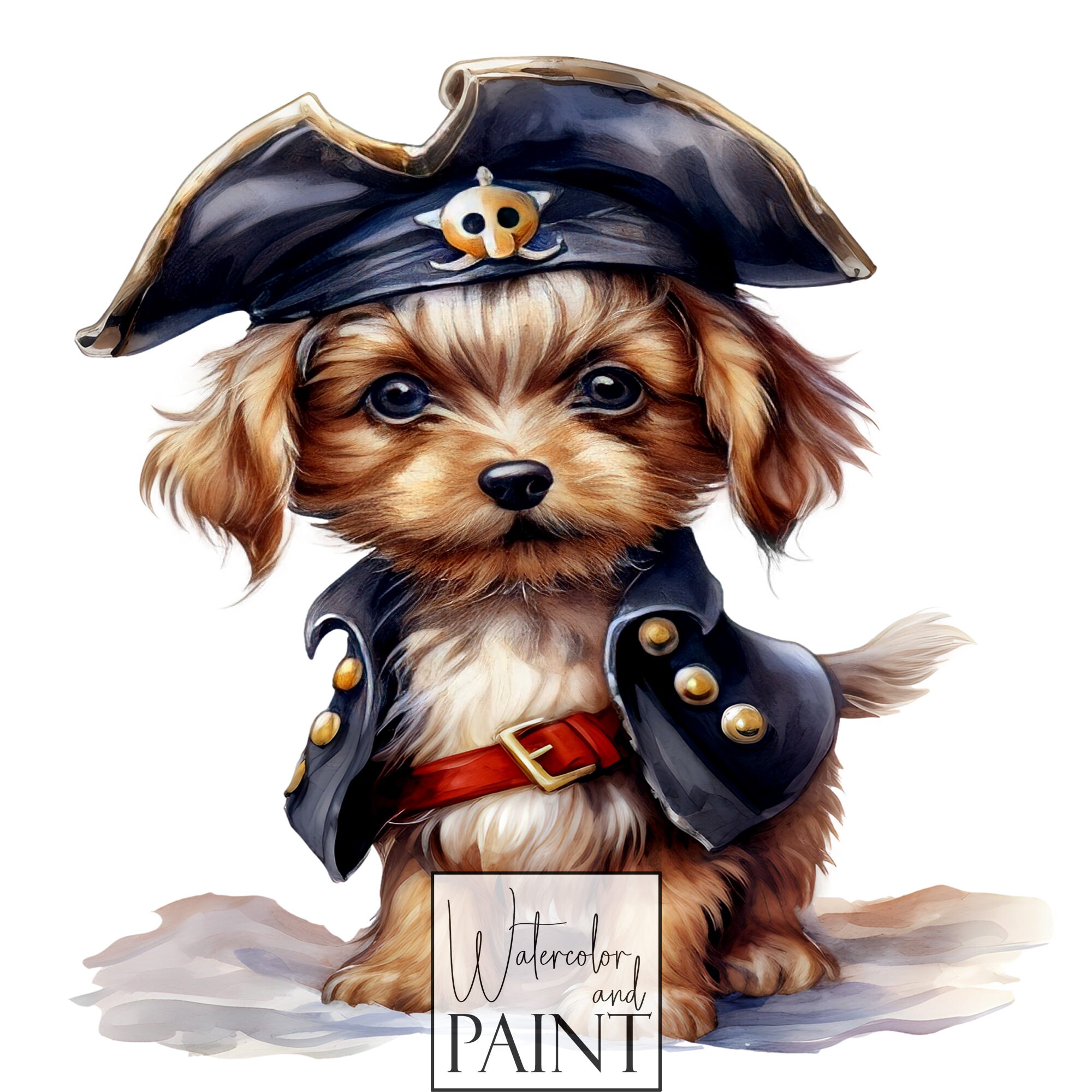 Pirate Puppies, Watercolor Clipart, PNG Format, Instant Download ...
