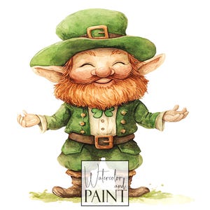 Watercolor Leprechaun Clipart: St. Patrick's Day Pngs (commercial & POD ...