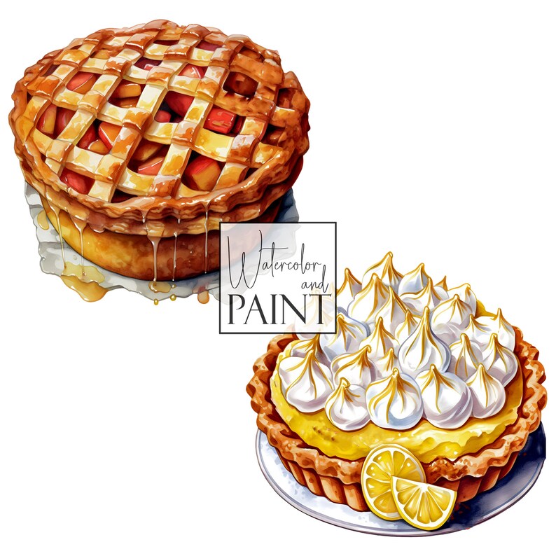 Pie Clipart, Thanksgiving Elements, Watercolor Graphics, Instant ...