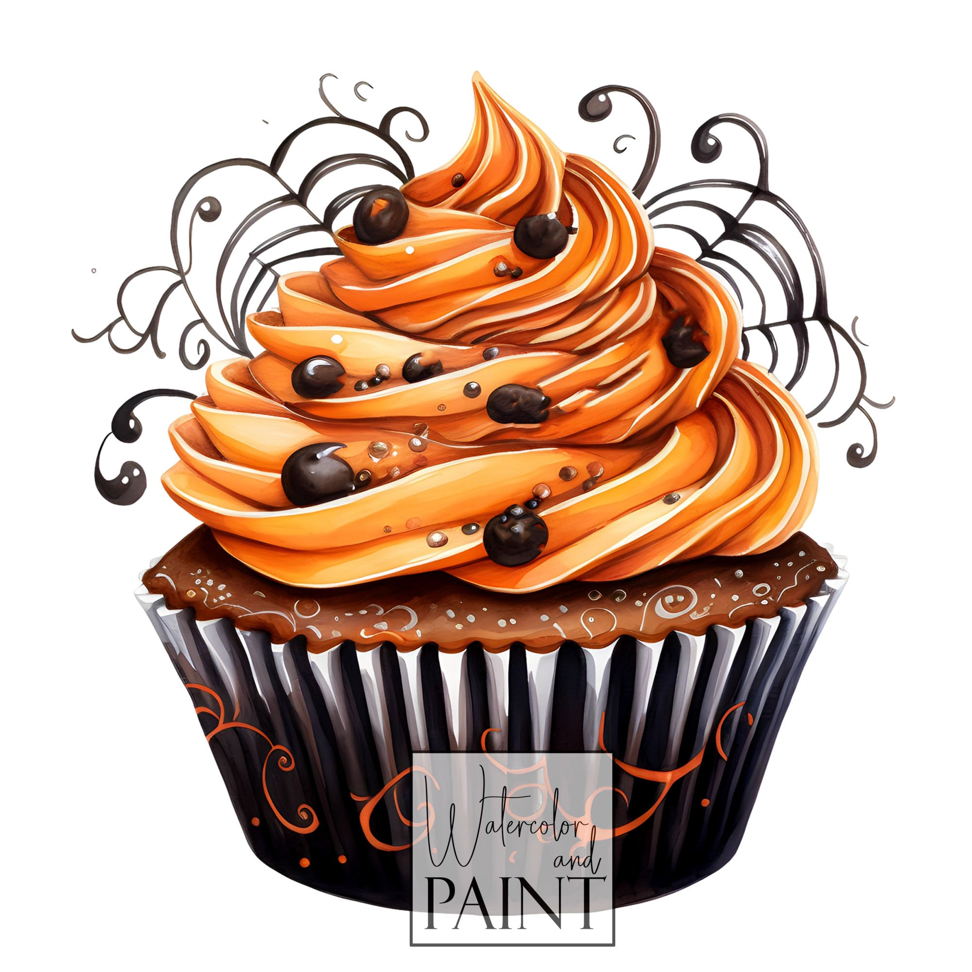 Halloween Cupcakes Clipart Watercolor Elements PNG Format - Etsy
