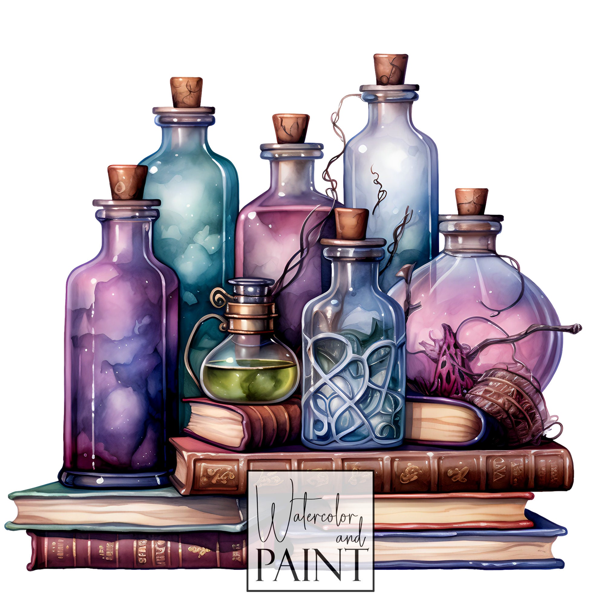Witch's Potion Clipart, Watercolor Halloween Elements, PNG Format ...