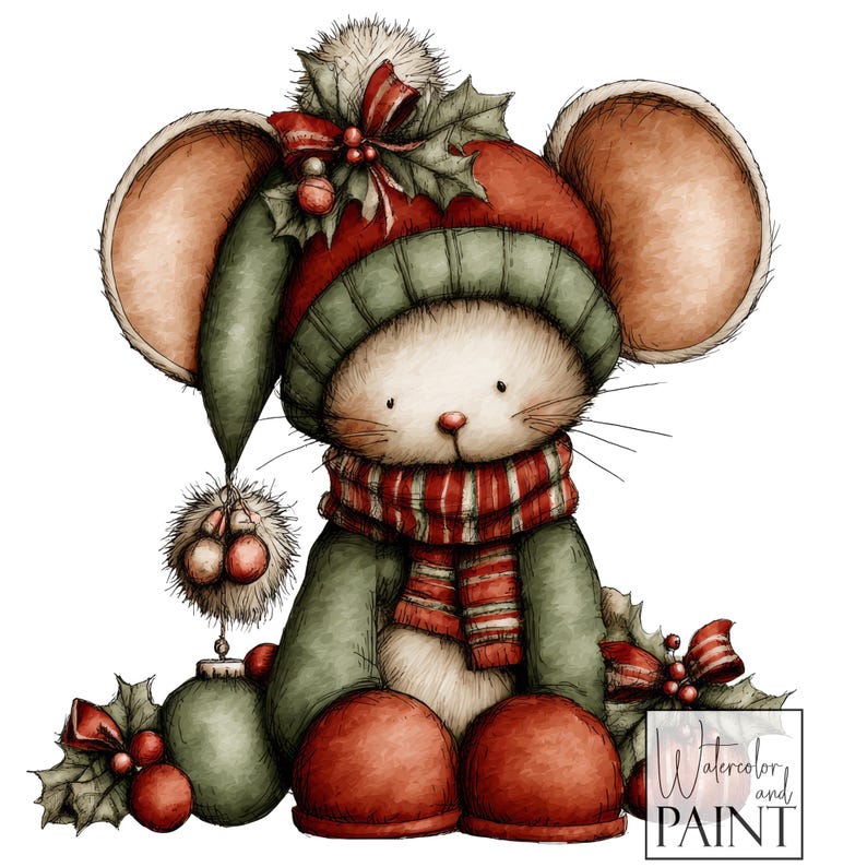Christmas Mouse Clipart, 8 Transparent Pngs, Commercial Use, POD ...