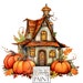 Cute Pumpkin House Clipart, Watercolor Fall Elements, PNG Format, POD ...