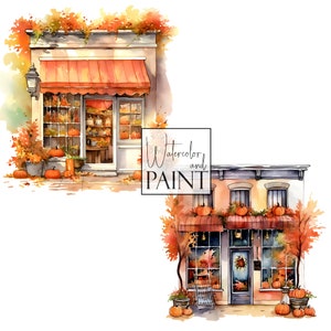 Fall Storefront Clipart, Watercolor Autumn Elements, Instant Download ...