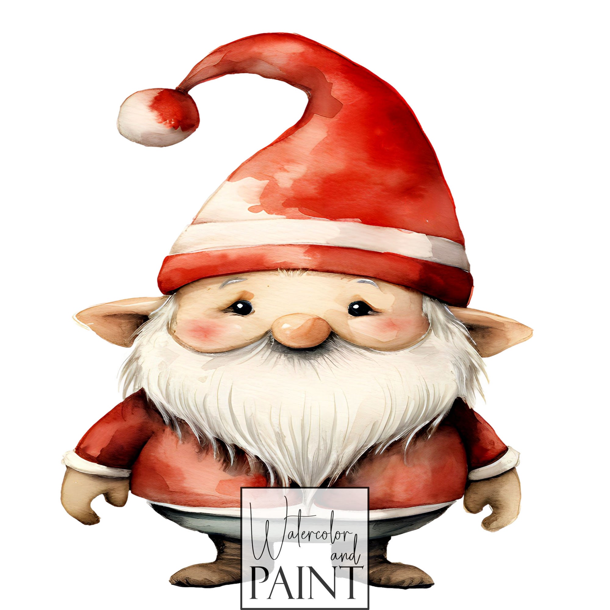 Christmas Gnomes, Watercolor Clipart, PNG Format, Instant Download ...