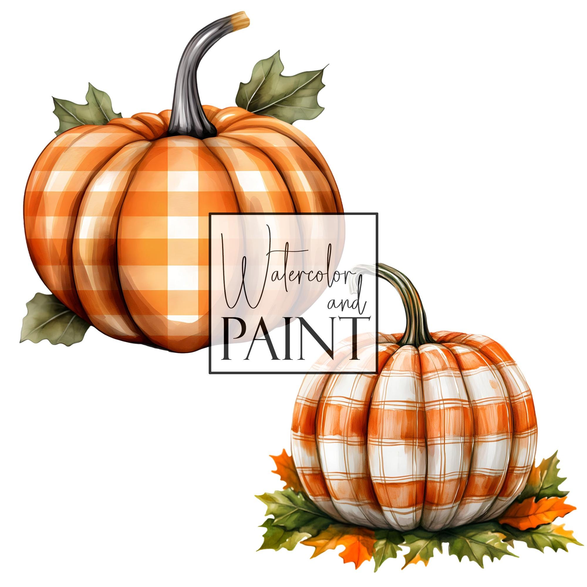 Plaid Pumpkin, Fall Clipart, Autumn Graphics, Instant Download ...