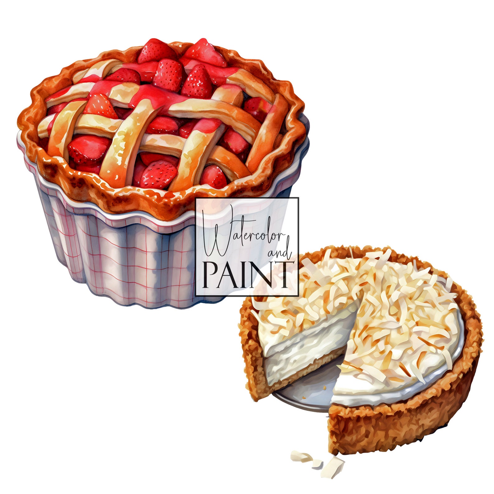 Pie Clipart, Thanksgiving Elements, Watercolor Graphics, Instant ...