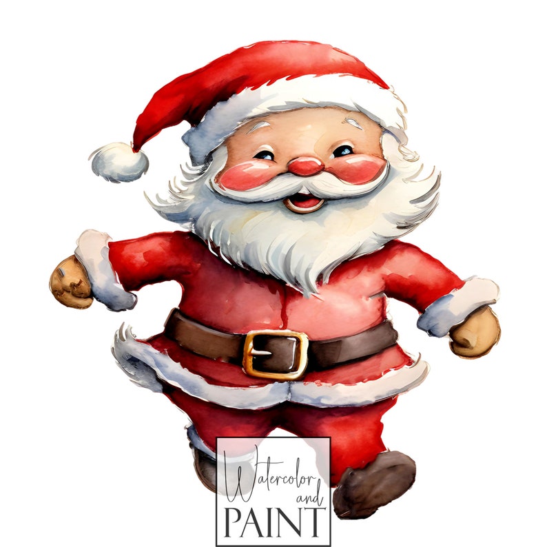 Christmas Santa, Watercolor Clipart, PNG Format, Instant Download ...