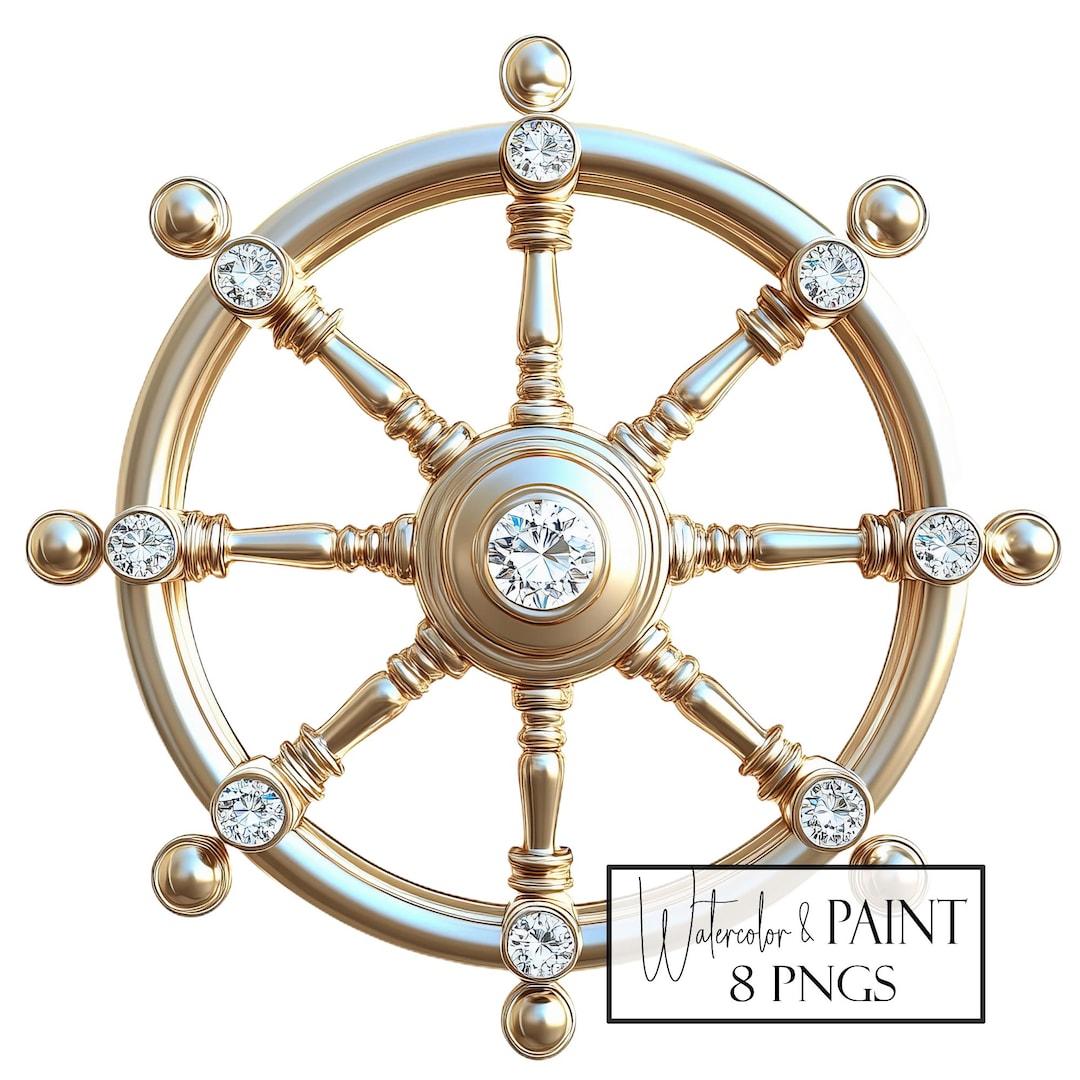 Diamond Sailing Wheel Clipart Bundle, 8 Transparent Pngs, Instant ...