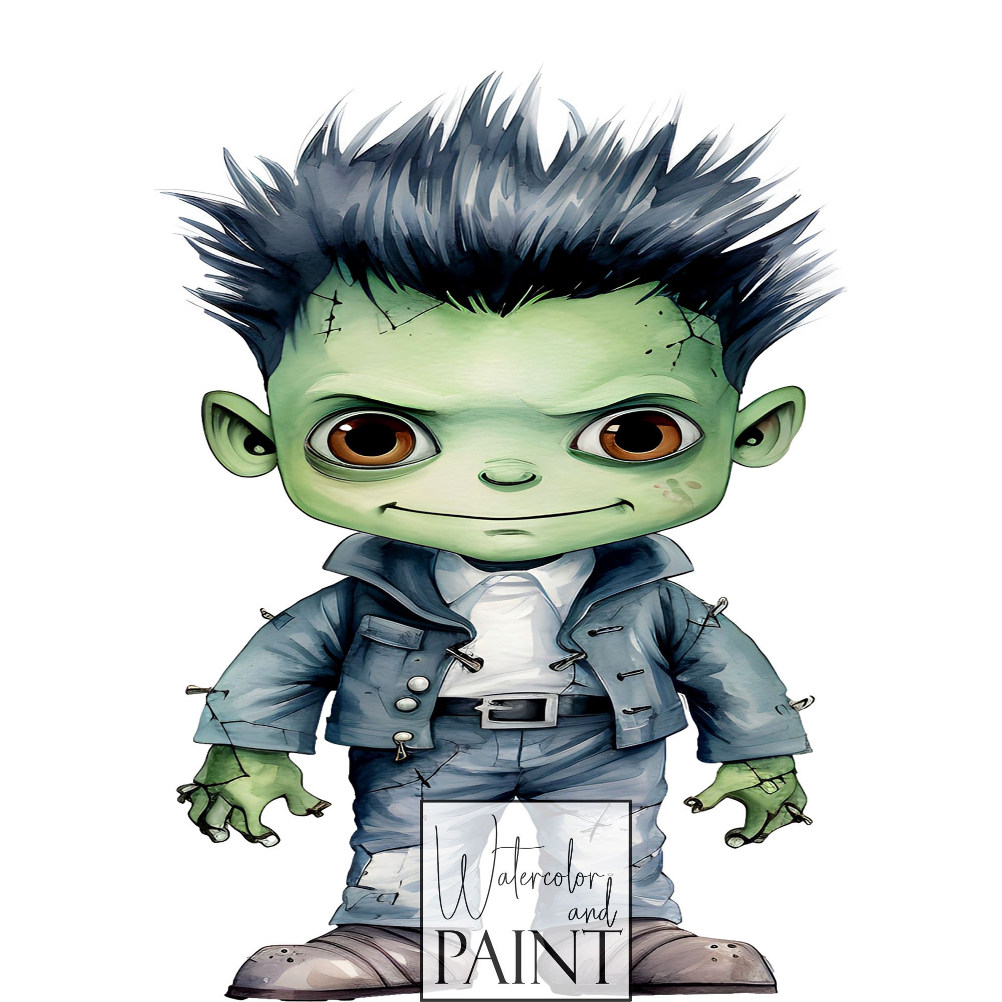 Halloween Creatures Clipart Frankenstein Ghost Dracula Witch - Etsy