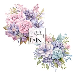 Pastel Flowers, Watercolor Floral Clipart, 16 Pngs, Instant Download ...