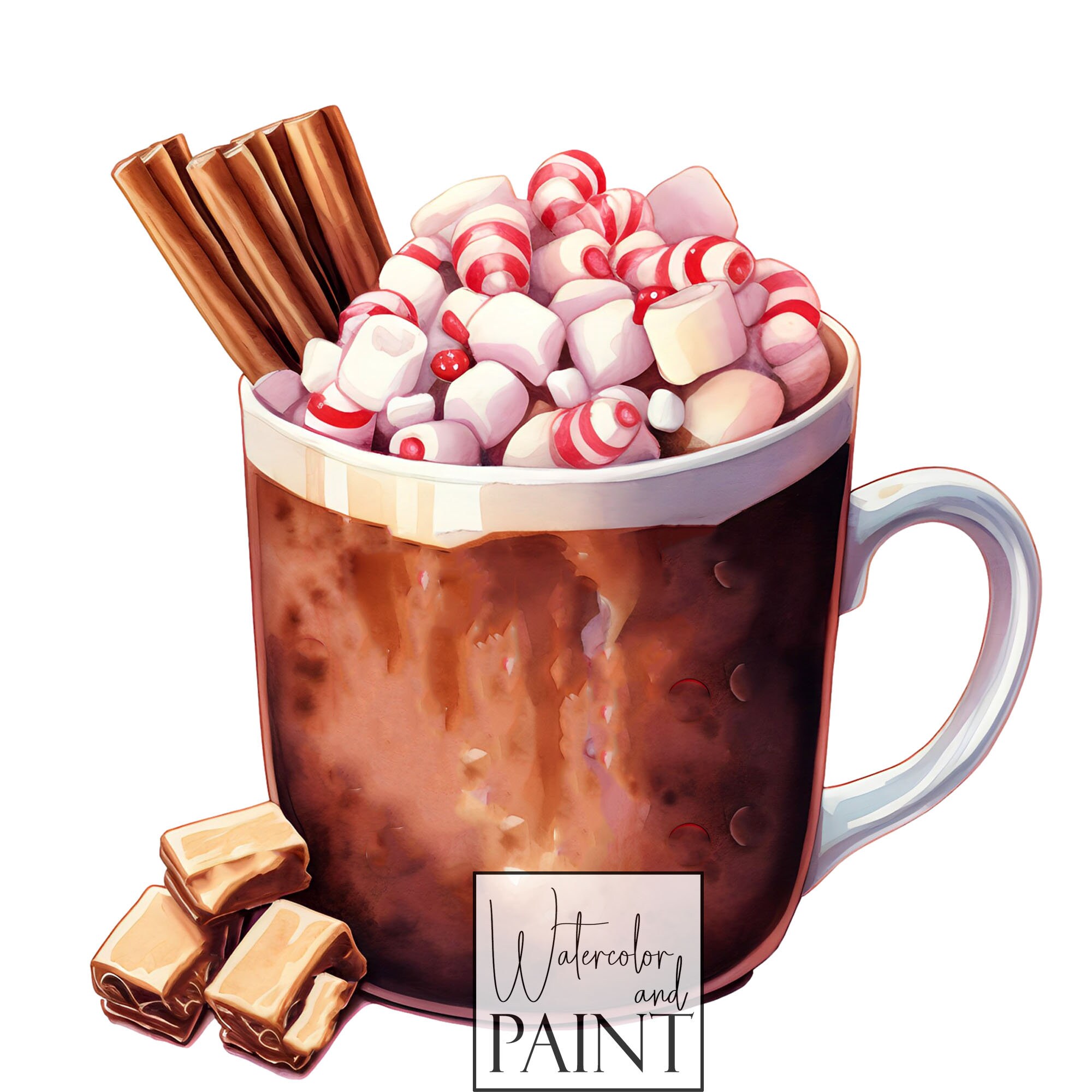 Christmas Cocoa, Watercolor Clipart, PNG Format, Instant Download ...