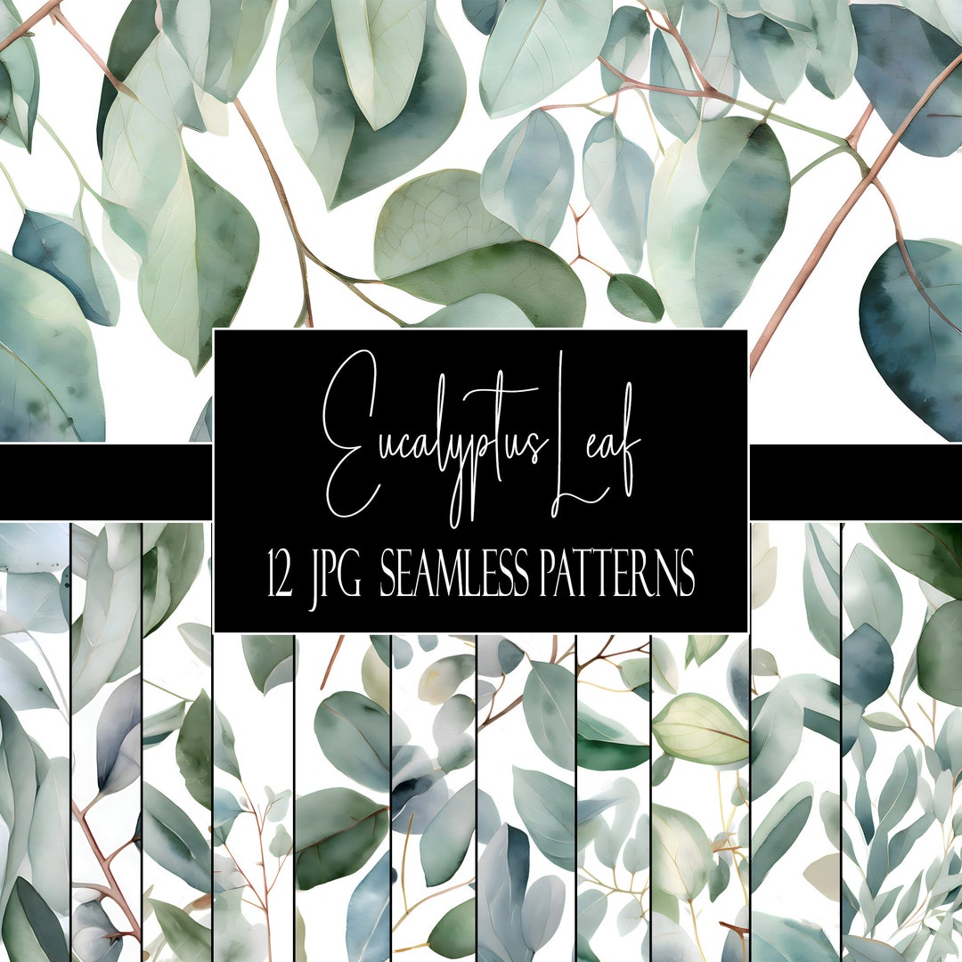 Eucalyptus Patterns, Watercolor Leaves, Digital Paper, Instant Download ...
