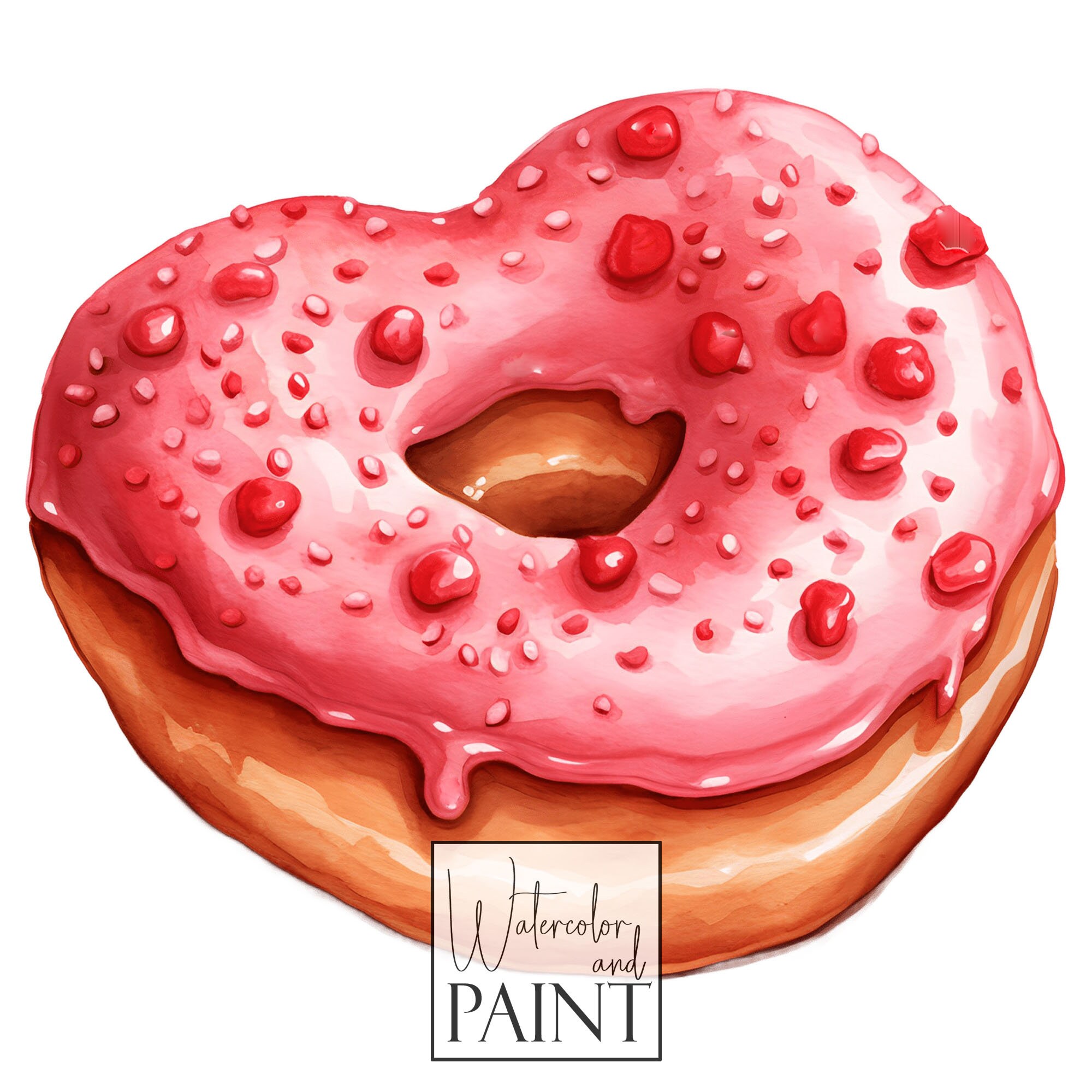 Valentine Donuts, Watercolor Clipart, PNG Format, Instant Download ...