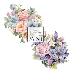 Pastel Flowers, Watercolor Floral Clipart, 16 Pngs, Instant Download ...