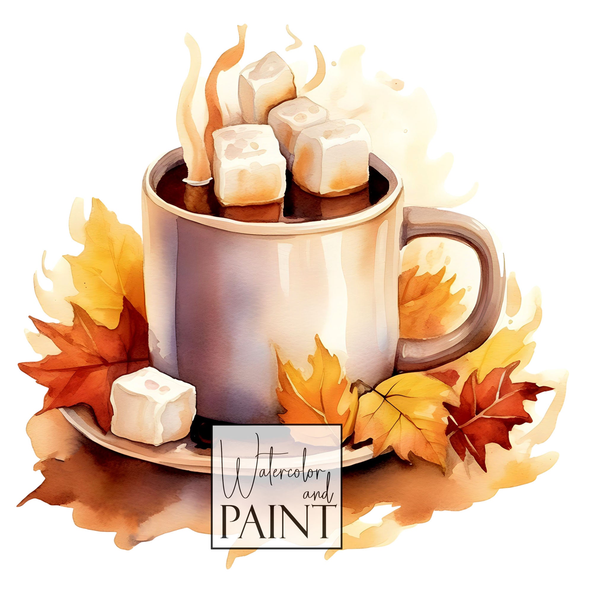Fall Hot Chocolate Clipart Autumn Cocoa Watercolor Elements - Etsy