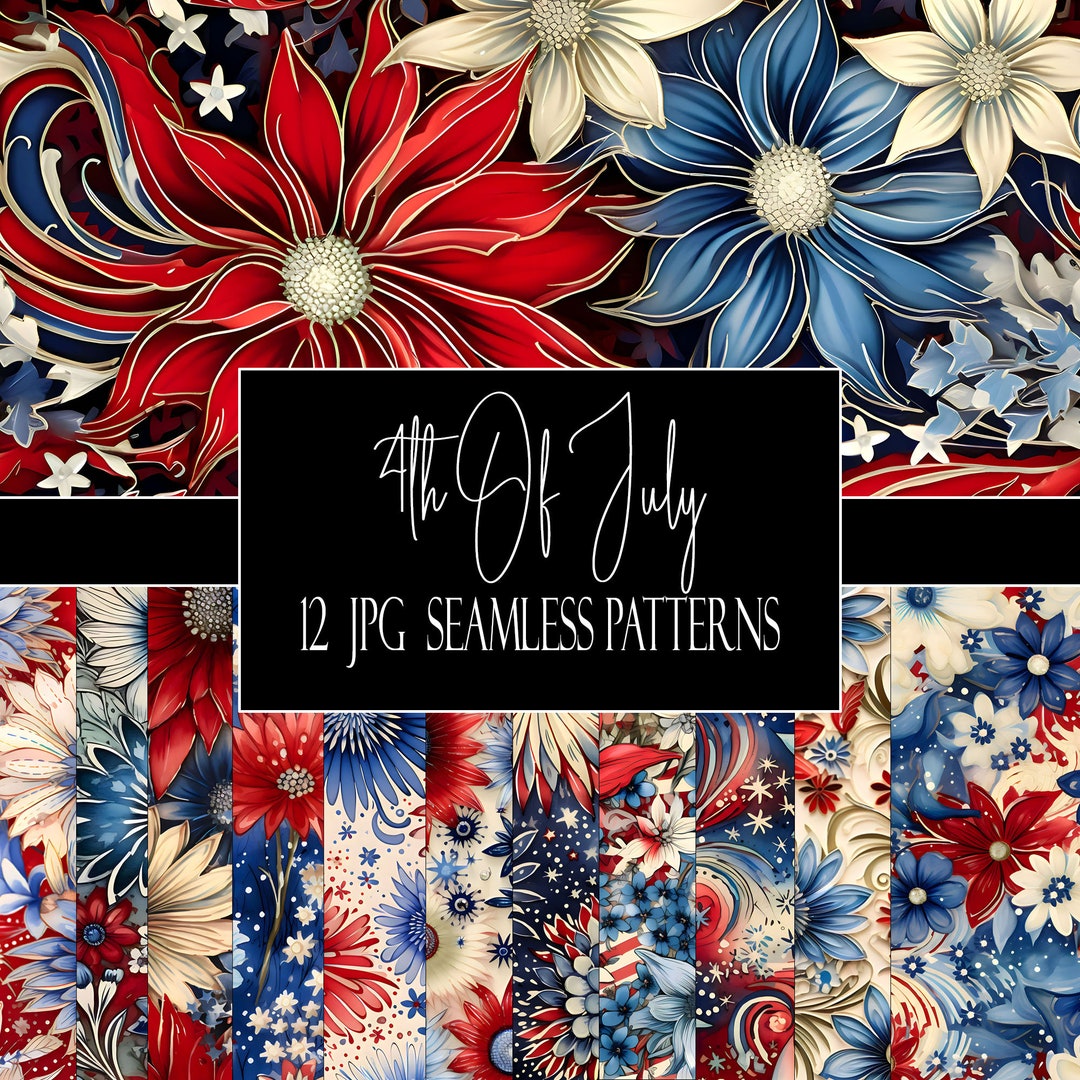 4th of July Patterns, 12 Jpgs, INSTANT DOWNLOADS, Commercial Use, POD ...